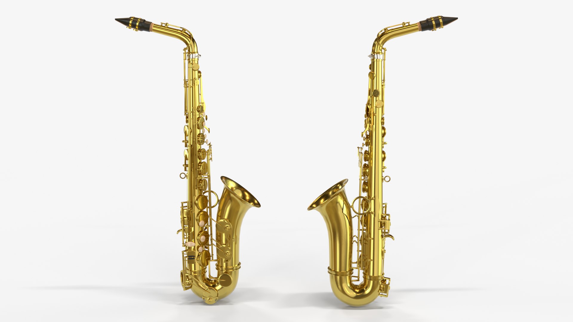 3D Saxophone Four Types Of Materials Brass Copper Black And Silver ...