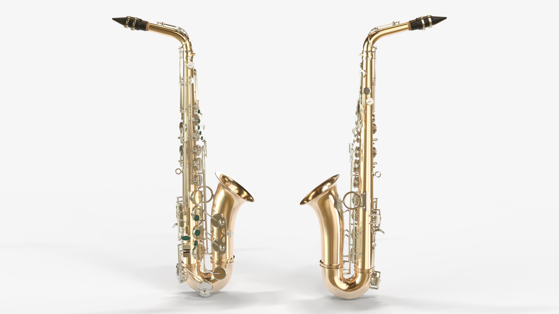 3D Saxophone Four Types Of Materials Brass Copper Black And Silver ...