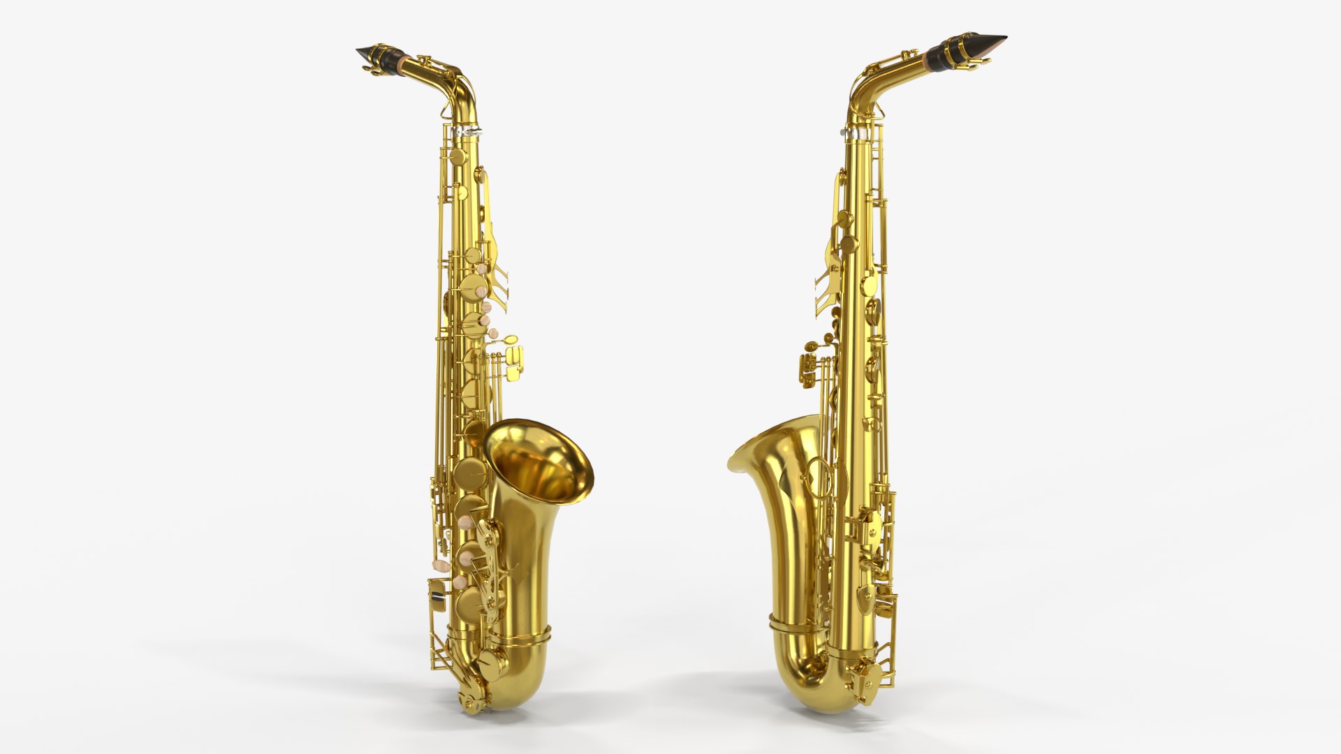 3D Saxophone Four Types Of Materials Brass Copper Black And Silver ...