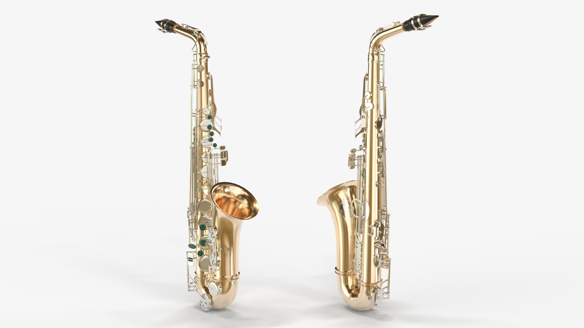3D Saxophone Four Types Of Materials Brass Copper Black And Silver ...