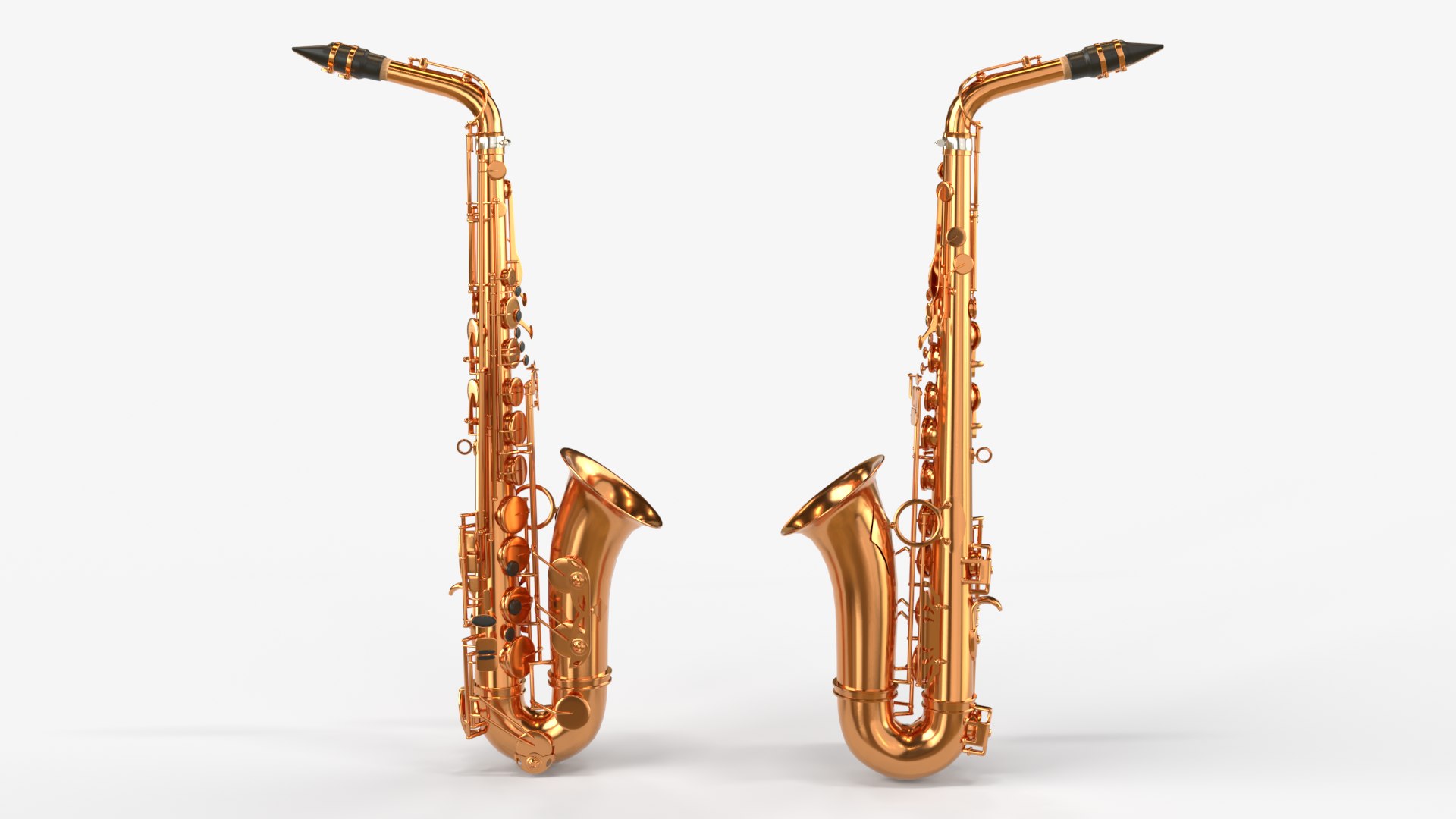 3D Saxophone Four Types Of Materials Brass Copper Black And Silver ...