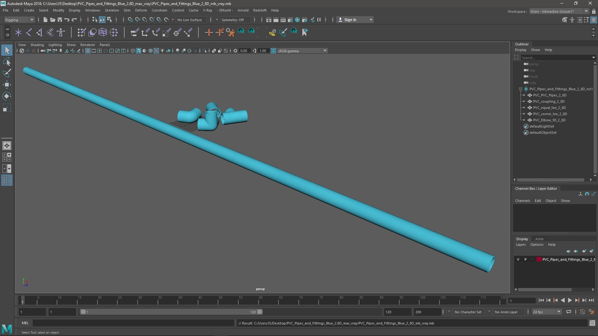 3D PVC Pipes And Fittings Blue 28D Model - TurboSquid 2302325