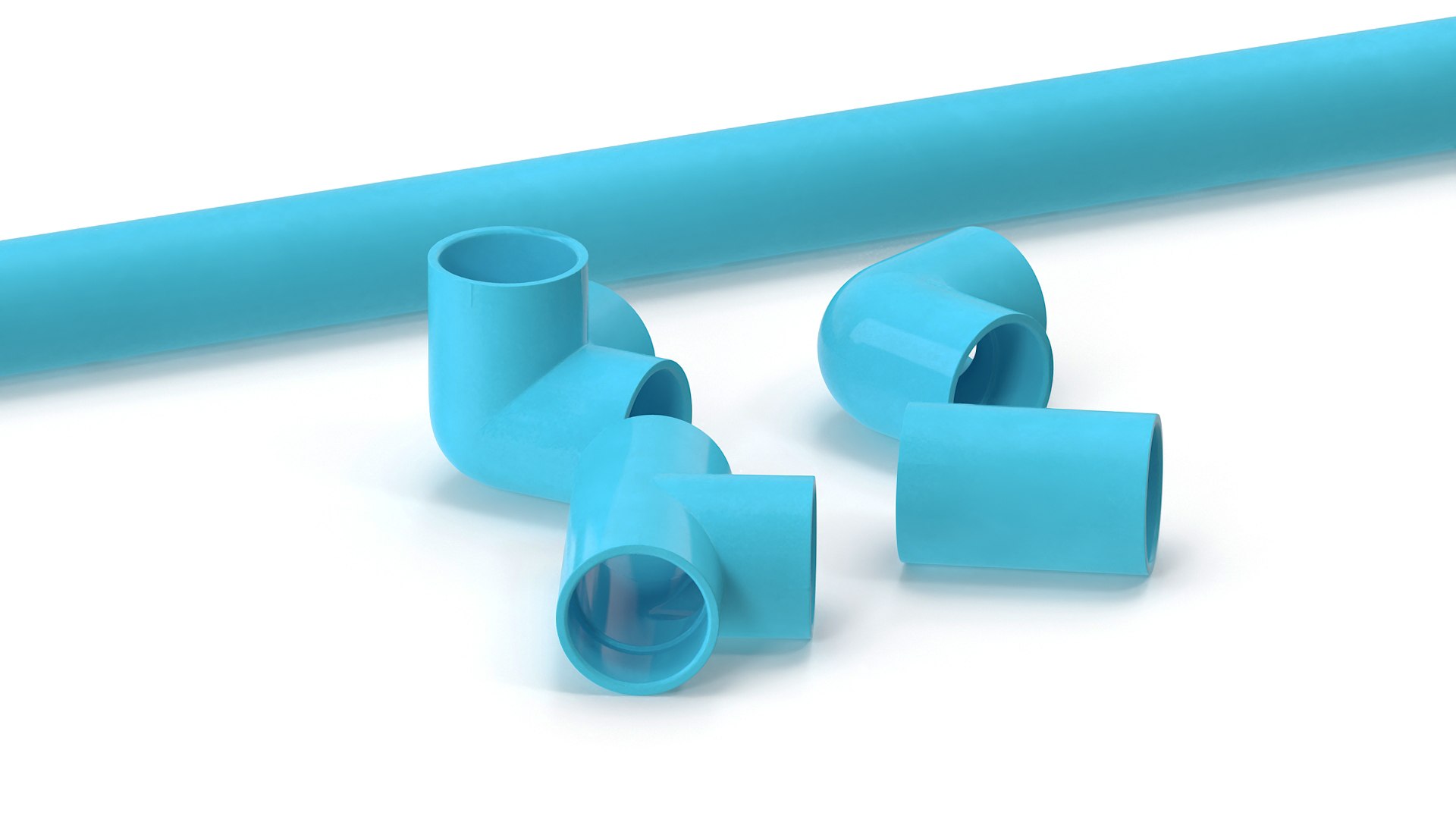 3D PVC Pipes And Fittings Blue 28D Model - TurboSquid 2302325