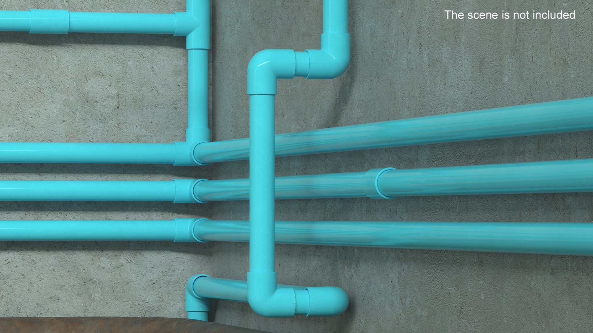 3D PVC Pipes And Fittings Blue 28D Model - TurboSquid 2302325