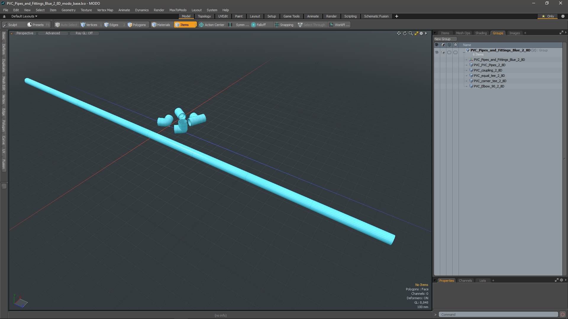 3D PVC Pipes And Fittings Blue 28D Model - TurboSquid 2302325