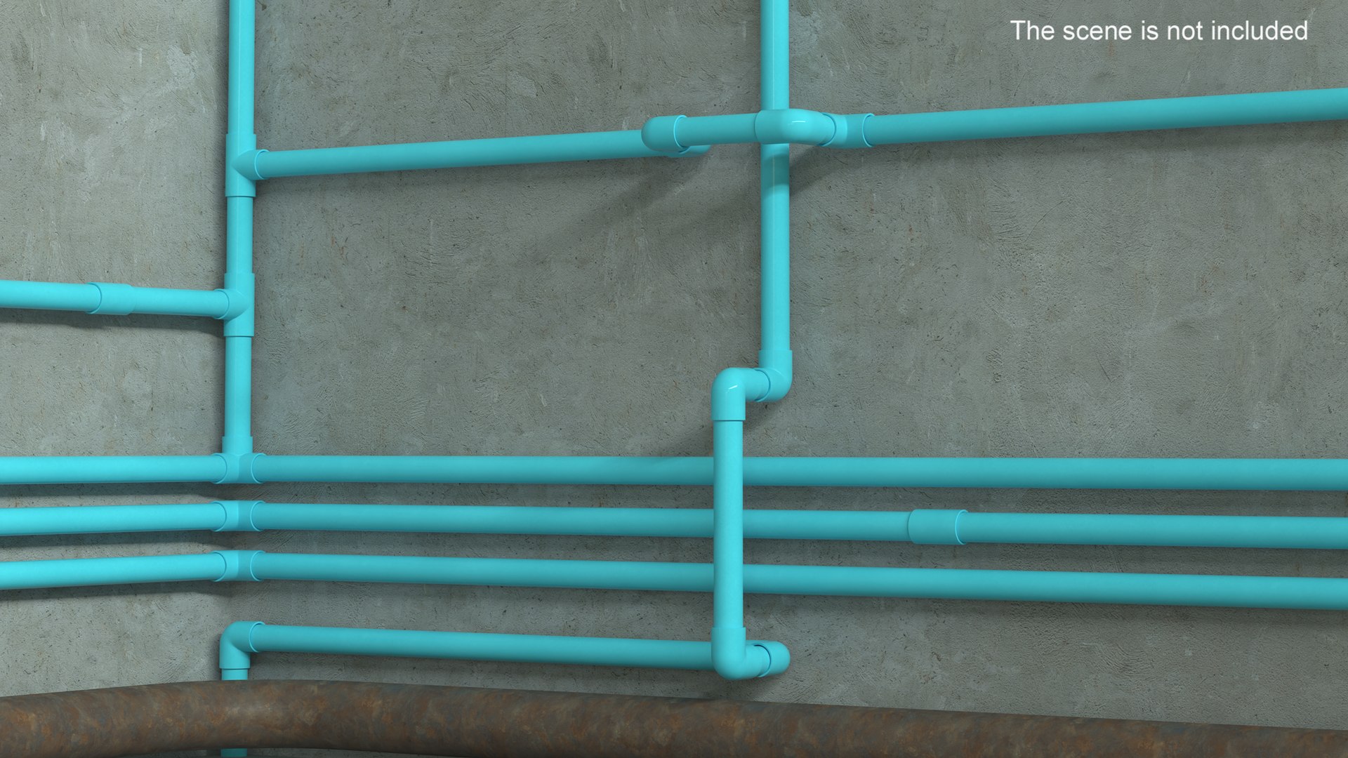 3D PVC Pipes And Fittings Blue 28D Model - TurboSquid 2302325