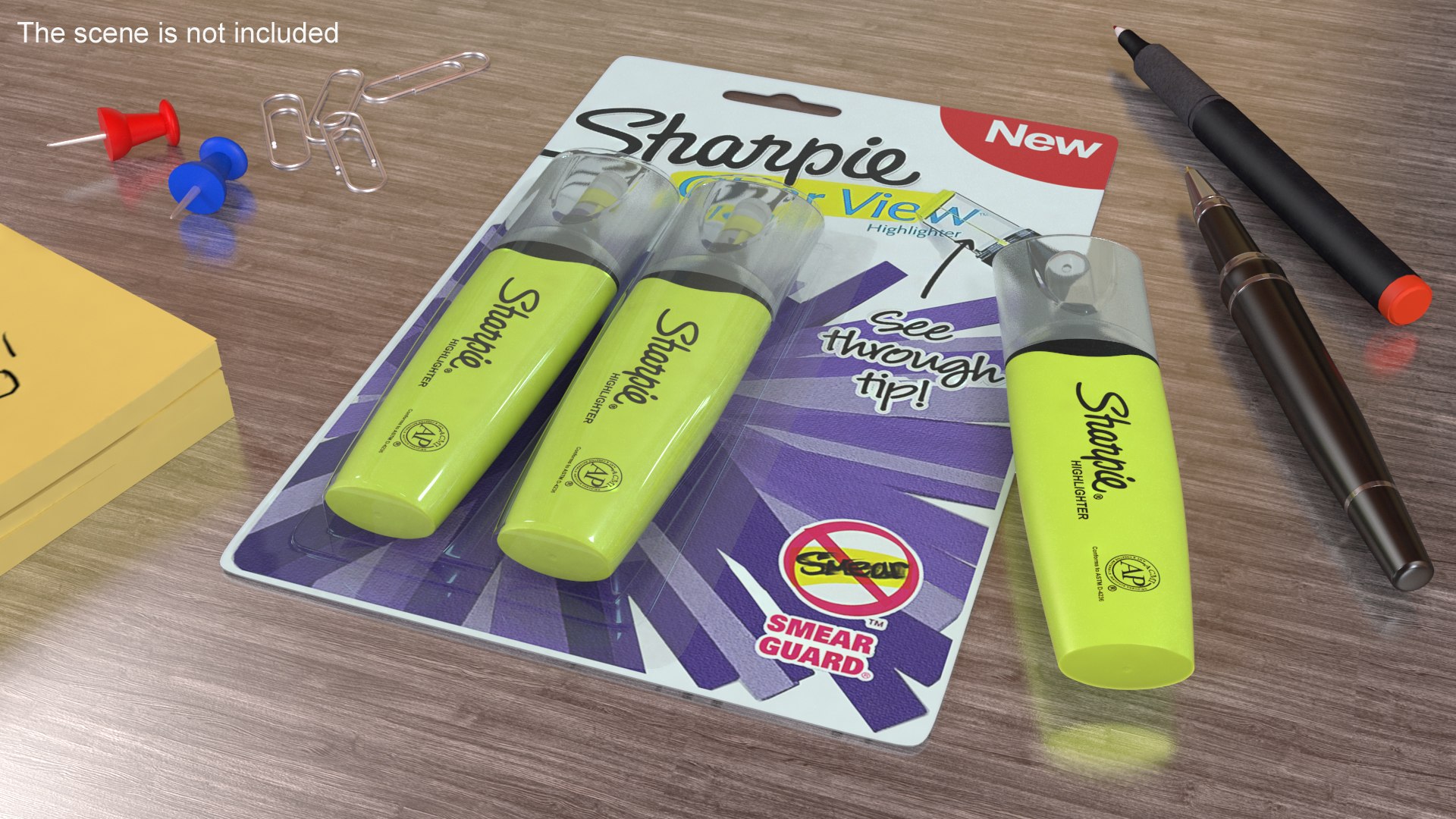 3D Model 2 Sharpie Highlighter Markers With Package - TurboSquid 1918619