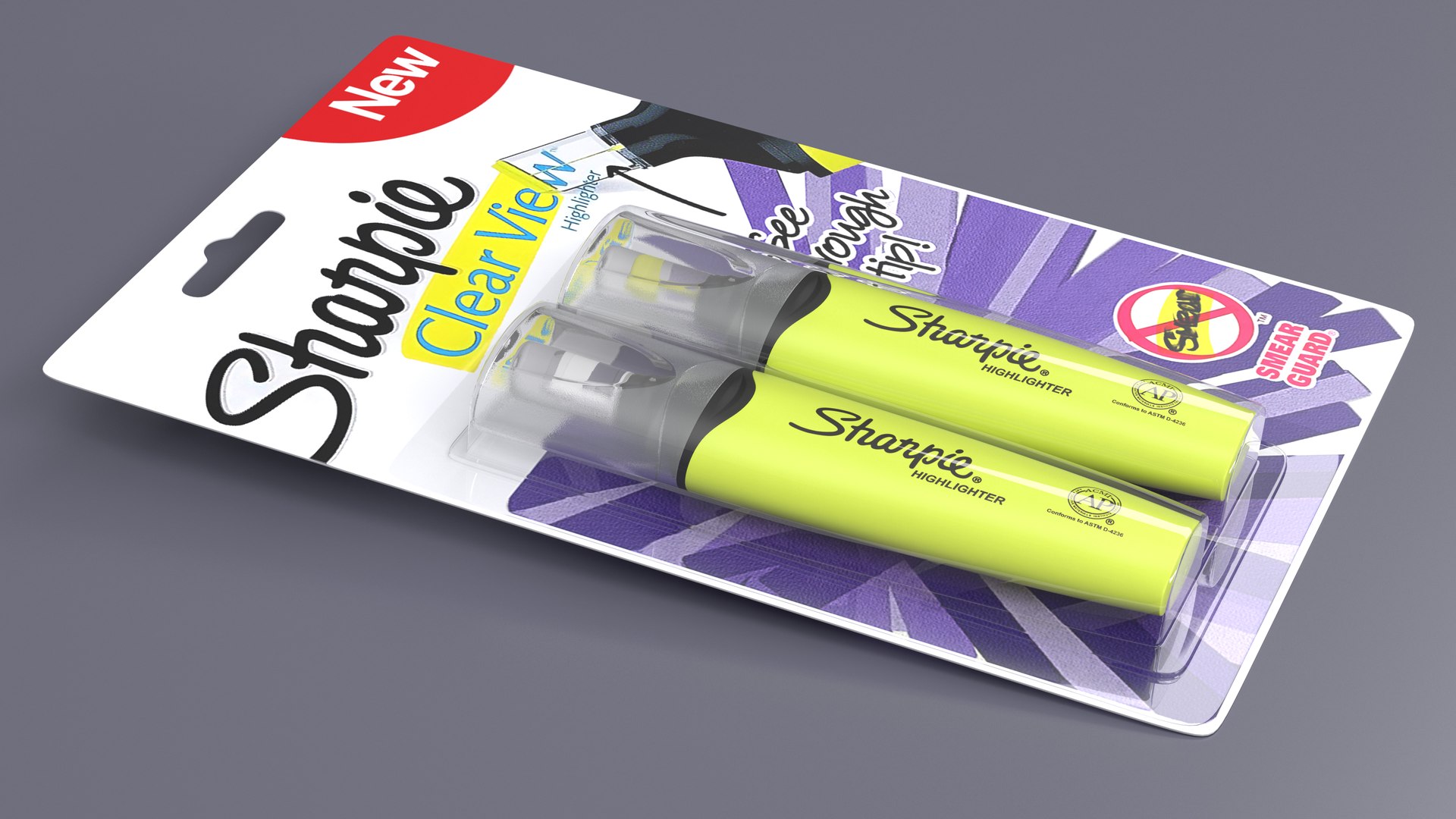 3D Model 2 Sharpie Highlighter Markers With Package - TurboSquid 1918619
