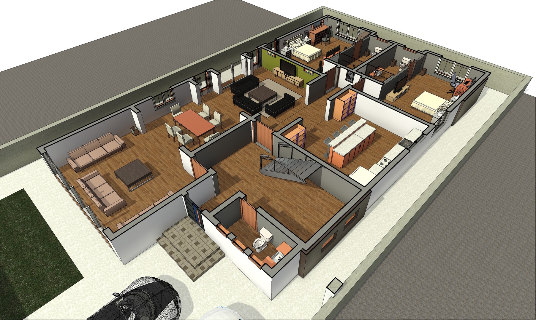 3D Model Modern 5 Bedroom Fully Furnished Villa For Sell - Native Revit Project - TurboSquid 2031613