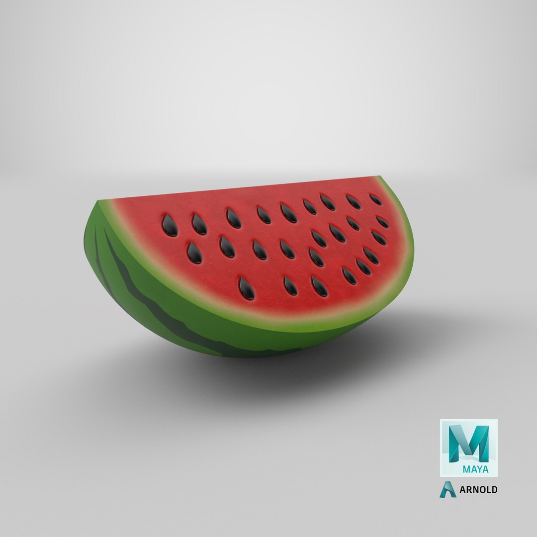 3D Model Cartoon Watermelon Quarter - TurboSquid 2104049