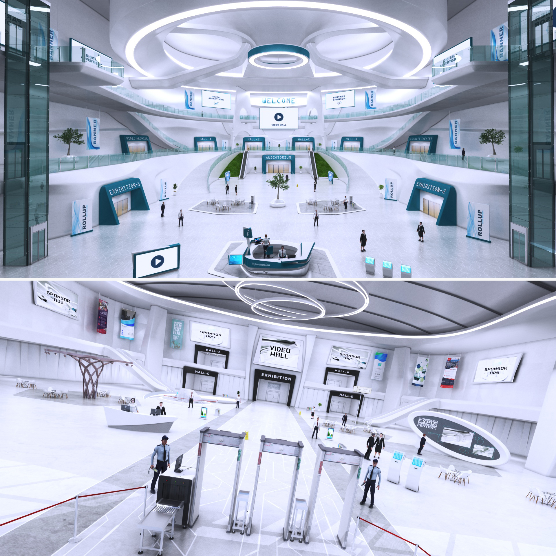 3D Futuristic E-Congress Lobby Centre Collection - TurboSquid 1714302