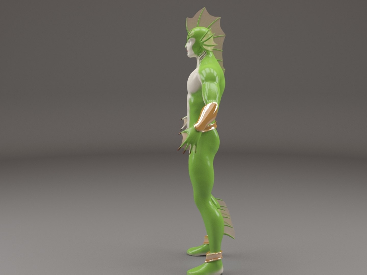 3d fish man model