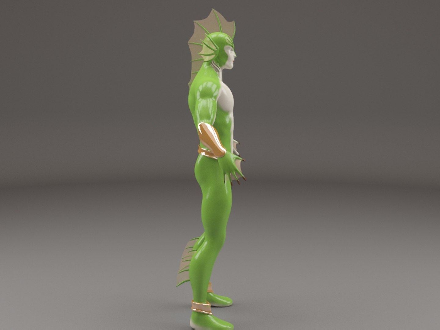 3d fish man model
