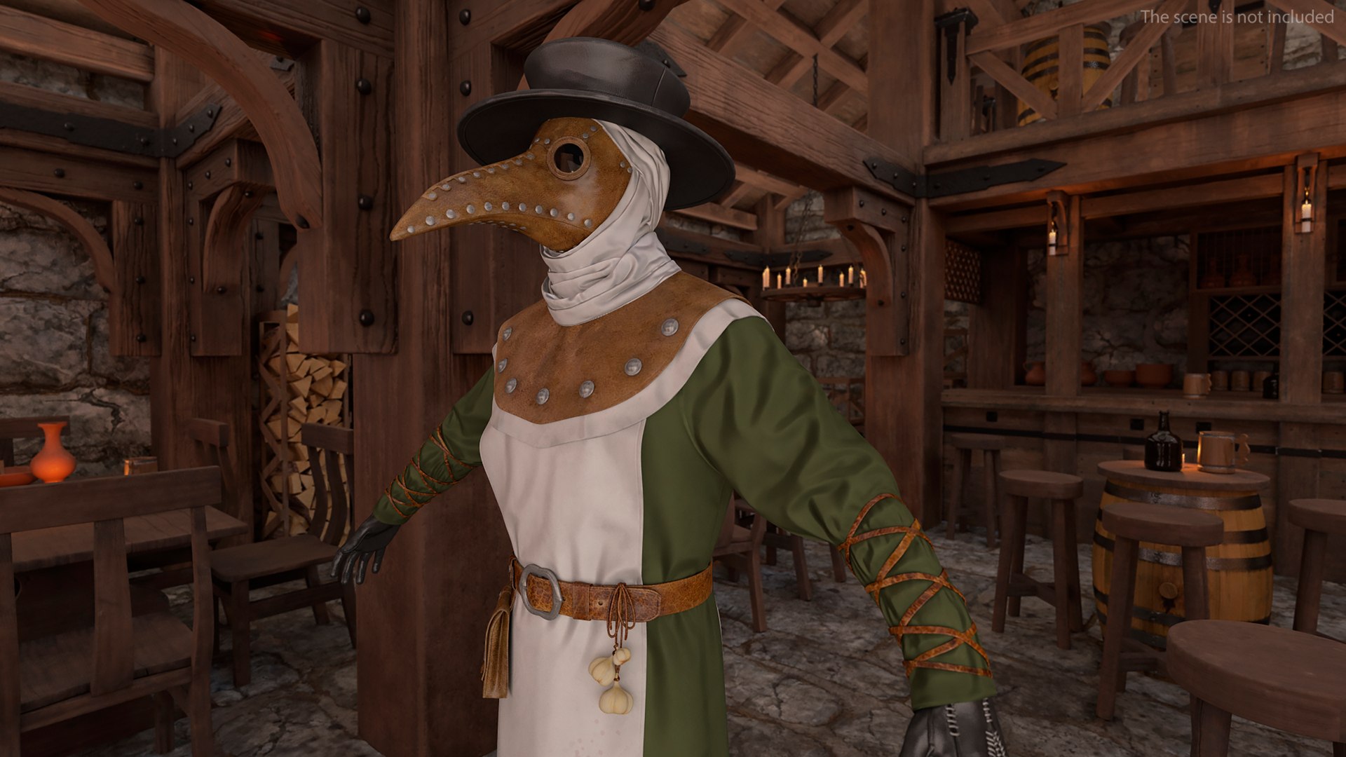Plague Doctor Costume With Staff 3D - TurboSquid 2396159