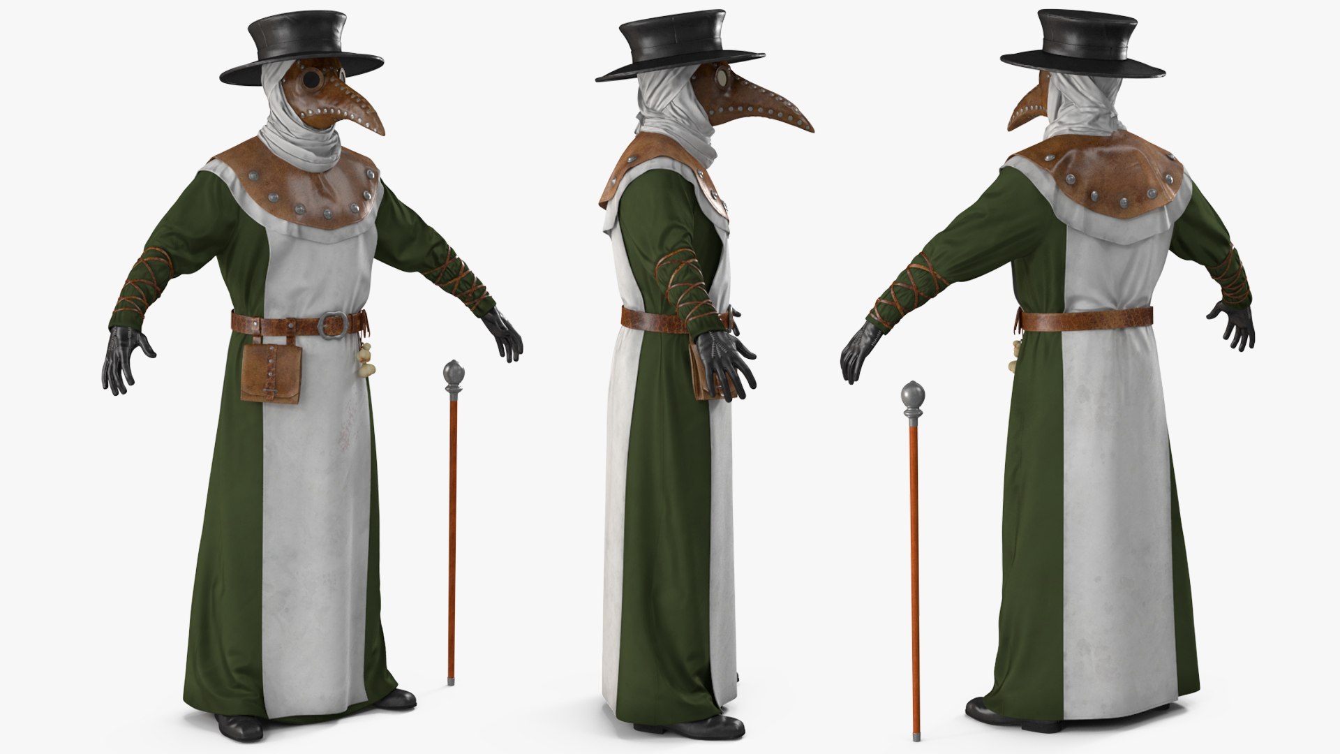 Plague Doctor Costume With Staff 3D - TurboSquid 2396159