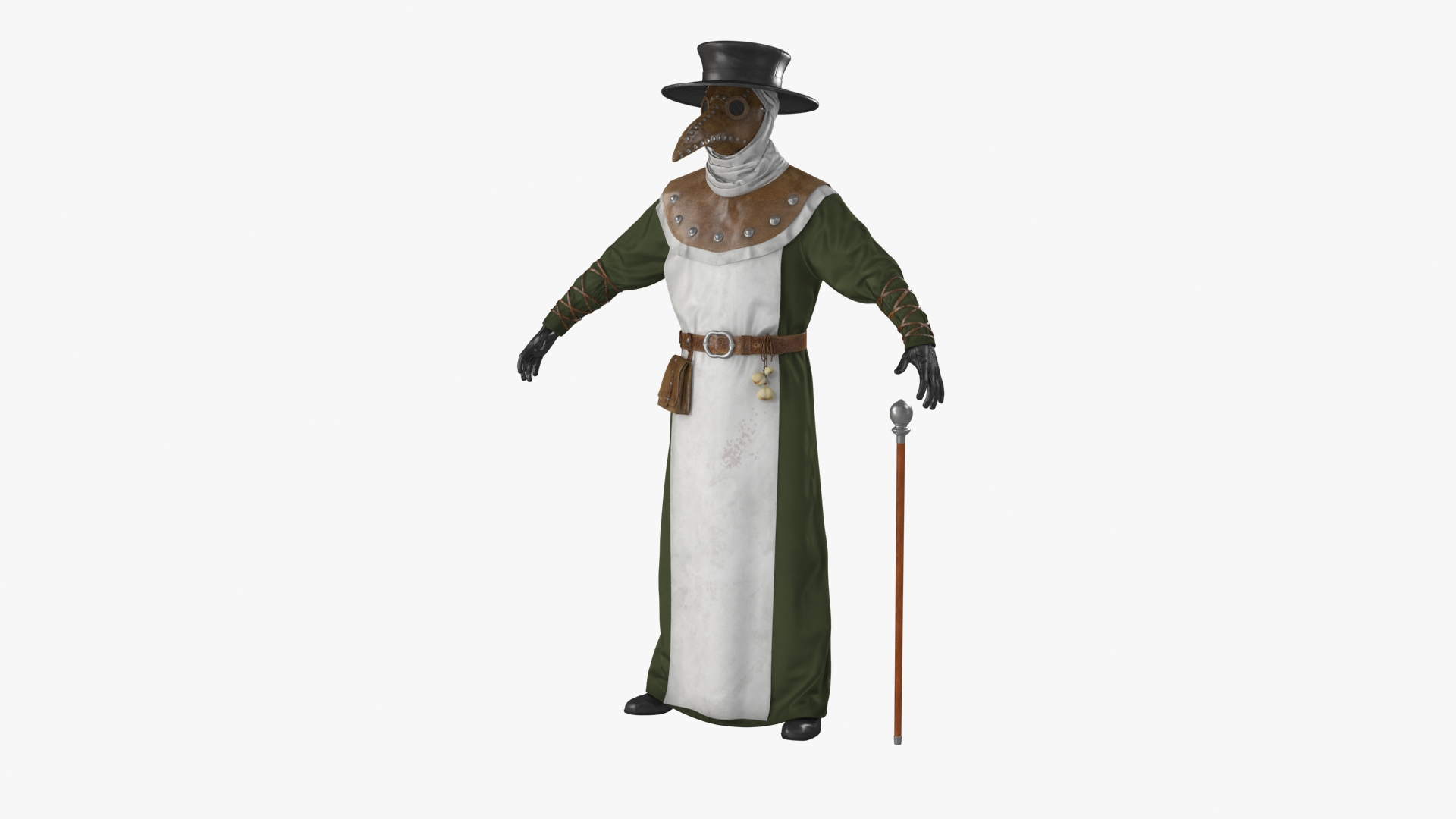 Plague Doctor Costume With Staff 3D - TurboSquid 2396159