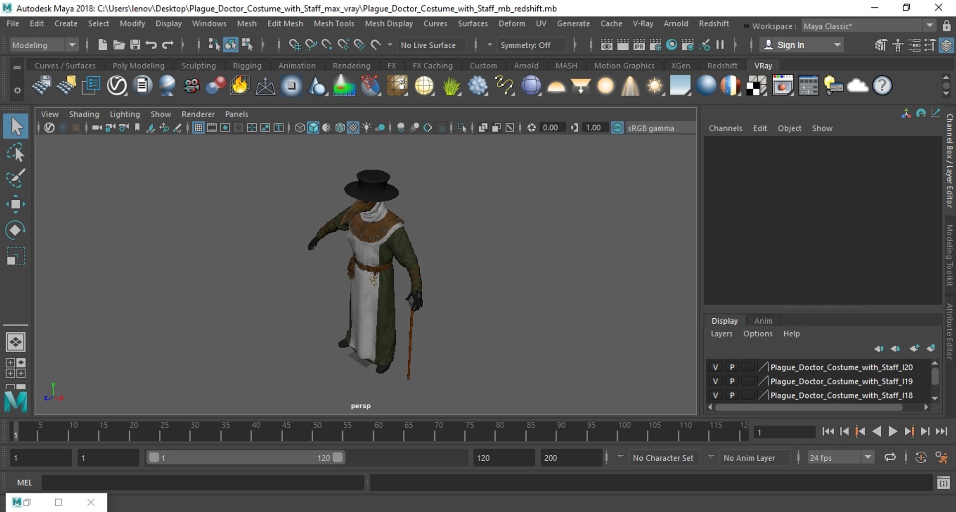 Plague Doctor Costume With Staff 3D - TurboSquid 2396159