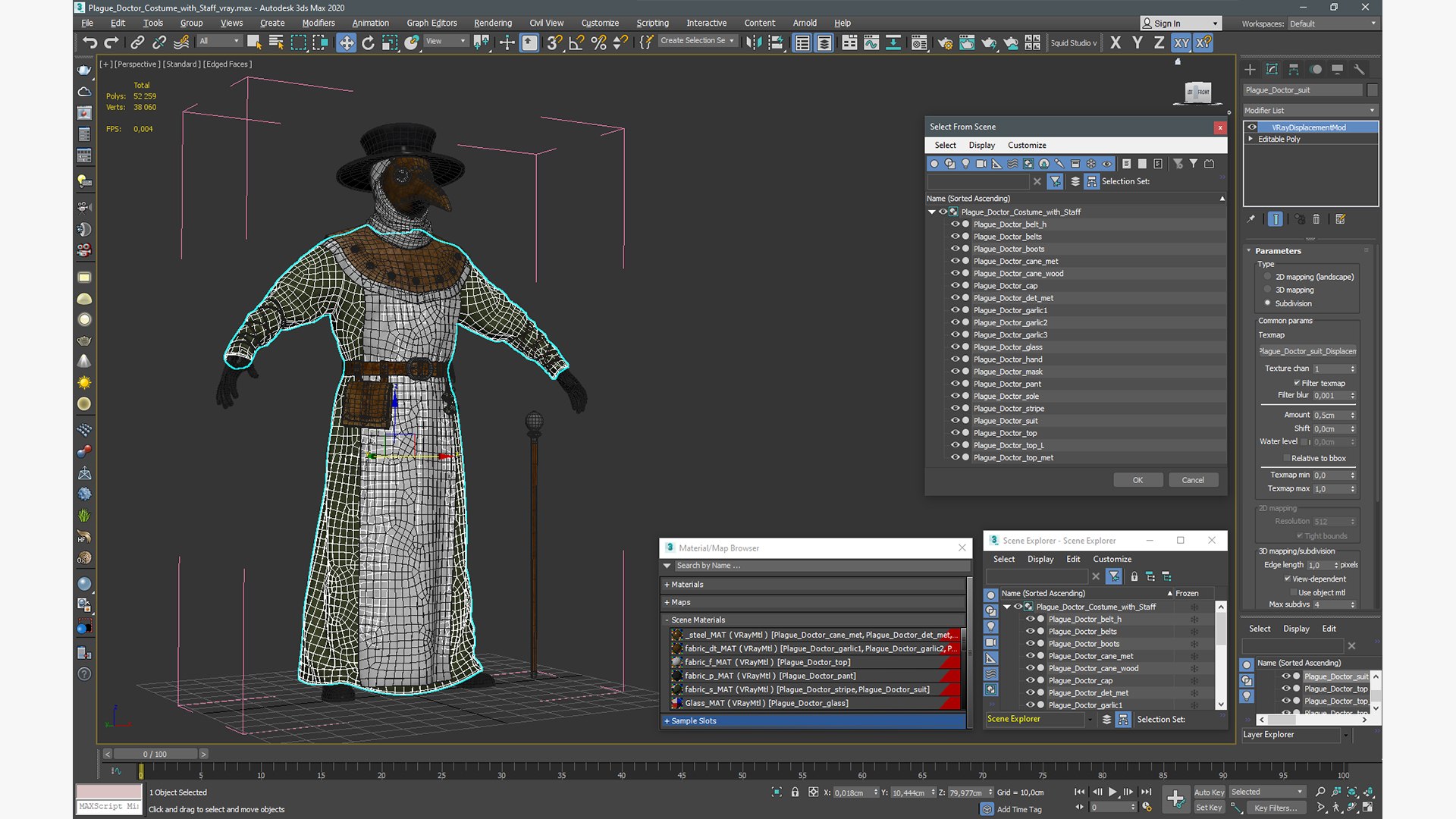 Plague Doctor Costume With Staff 3D - TurboSquid 2396159