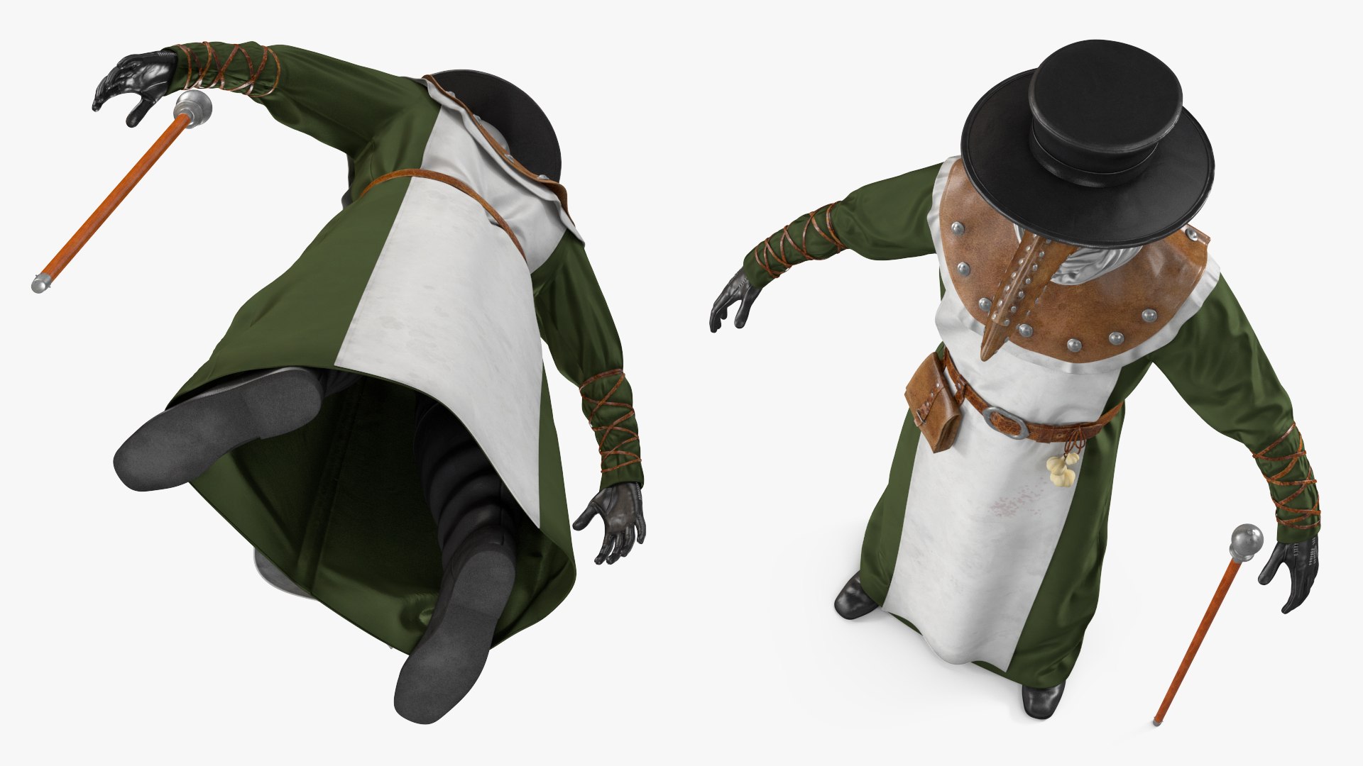 Plague Doctor Costume With Staff 3D - TurboSquid 2396159