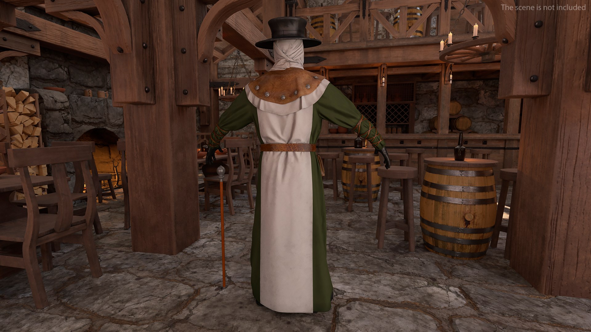 Plague Doctor Costume With Staff 3D - TurboSquid 2396159