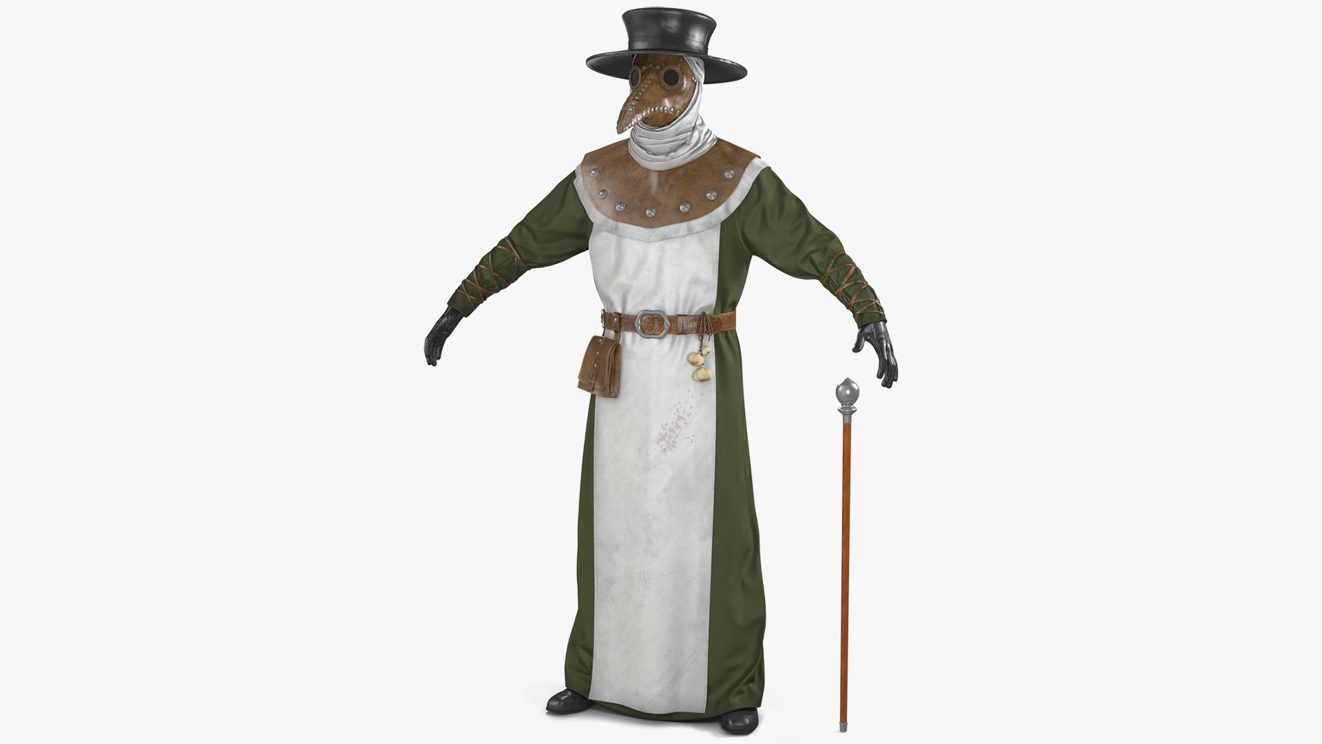 Plague Doctor Costume With Staff 3D - TurboSquid 2396159