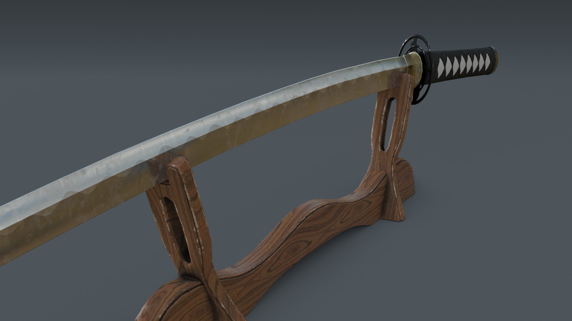 Katana With Rack Weathered 3D Model - TurboSquid 2191237