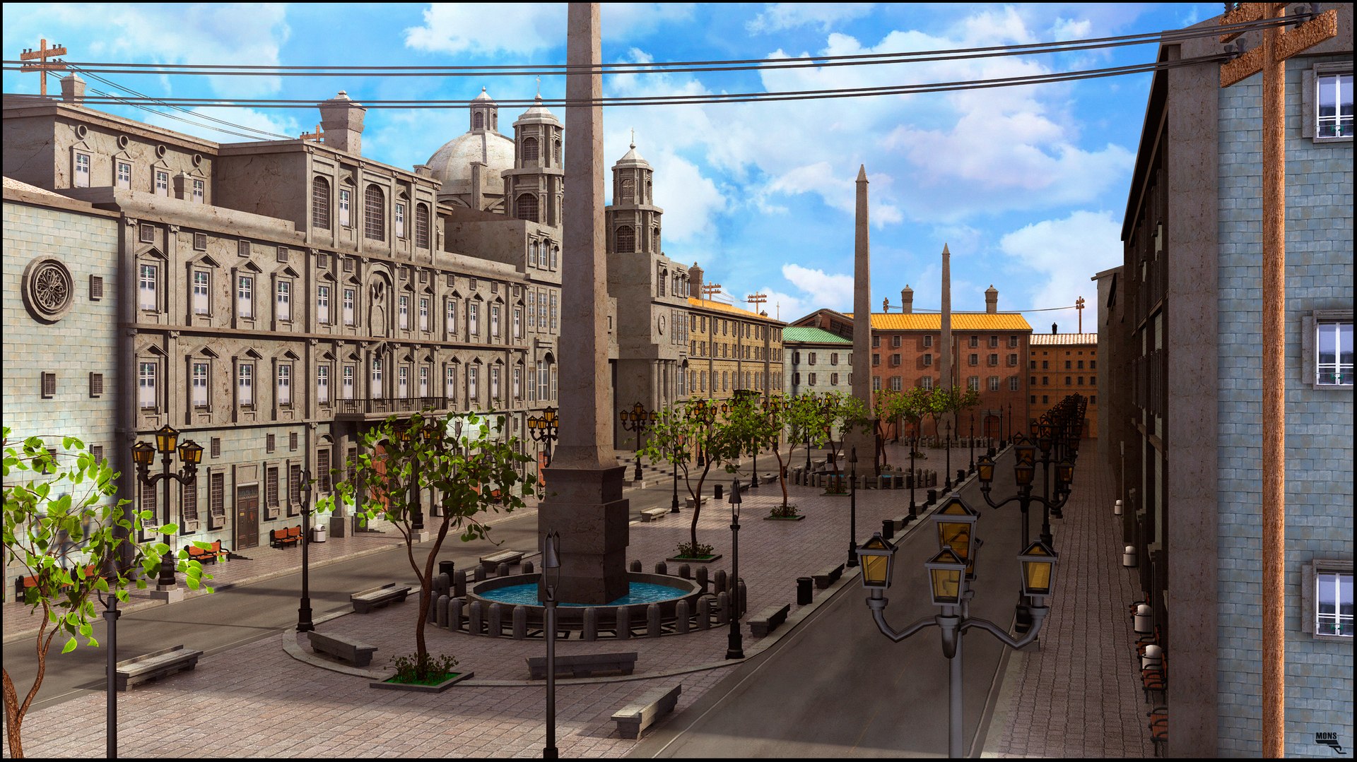 3d Piazza Rome Set