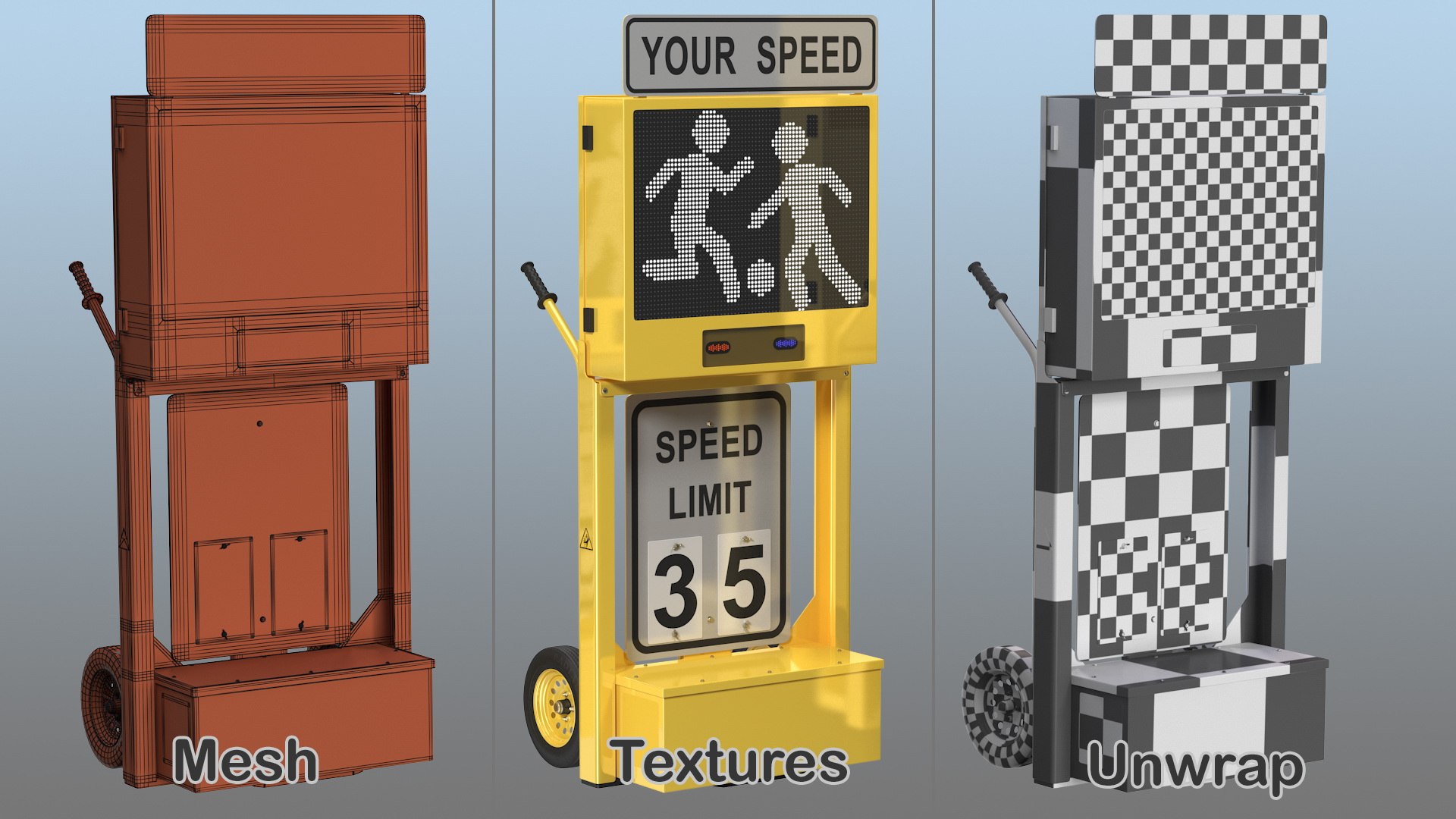Radar Speed Sign Dolly 3D Model - TurboSquid 1631155