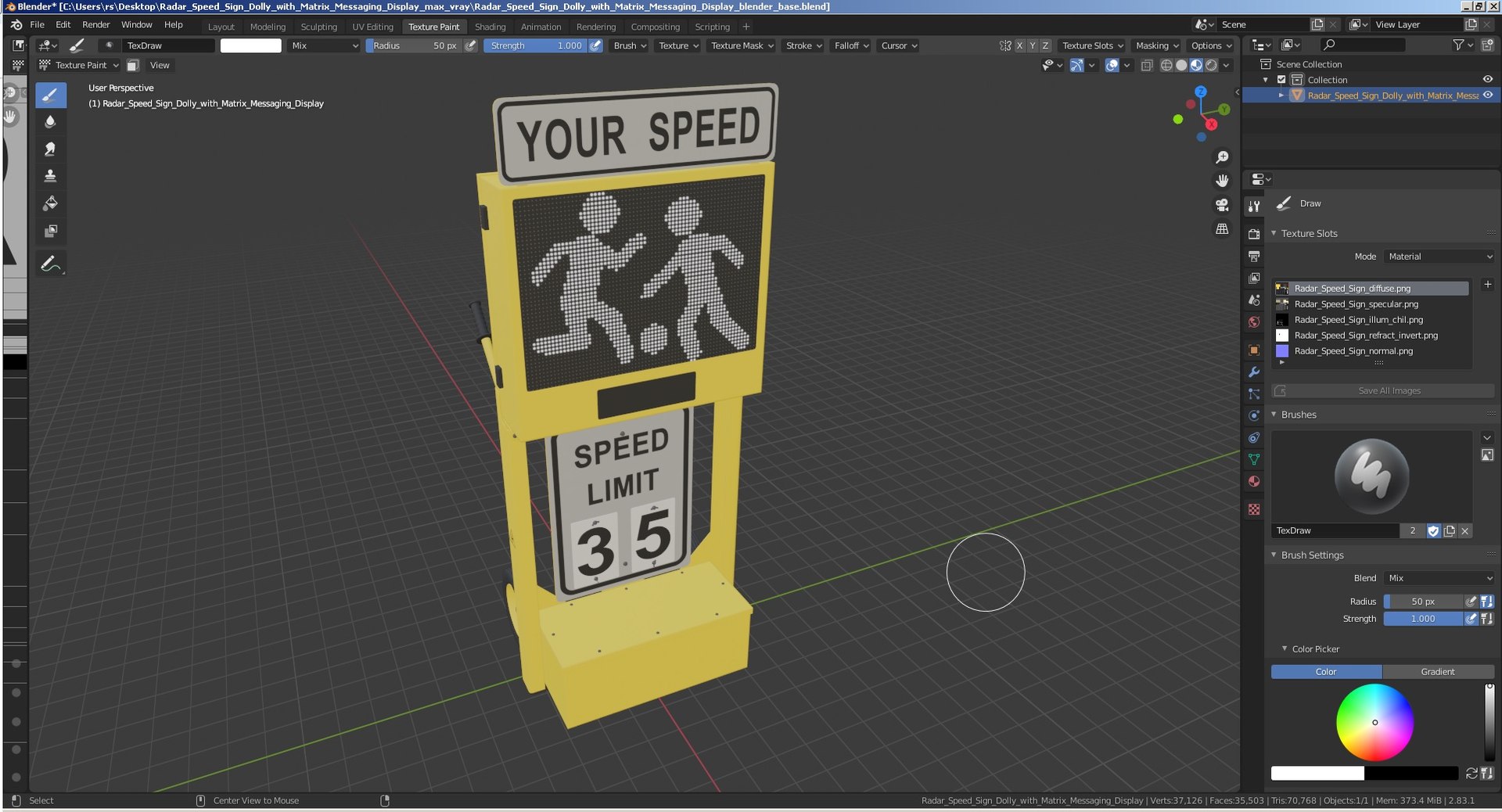 Radar Speed Sign Dolly 3D Model - TurboSquid 1631155