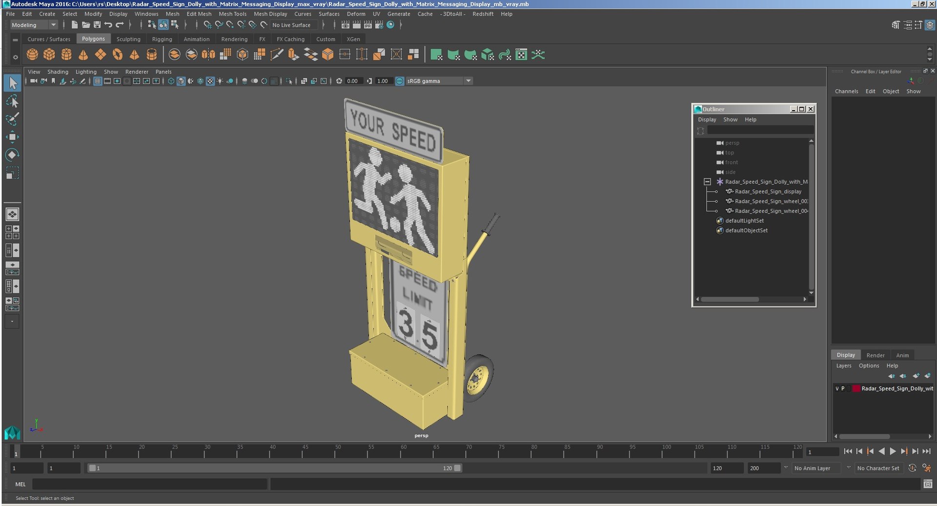 Radar Speed Sign Dolly 3D Model - TurboSquid 1631155