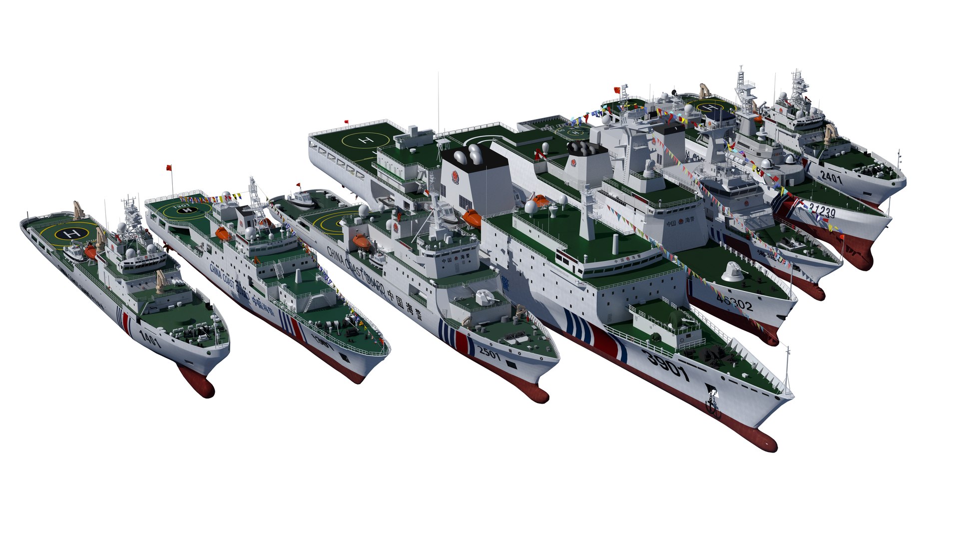 3D Model China Coast Guard Ship-Latest Package Download Law Enforcement ...
