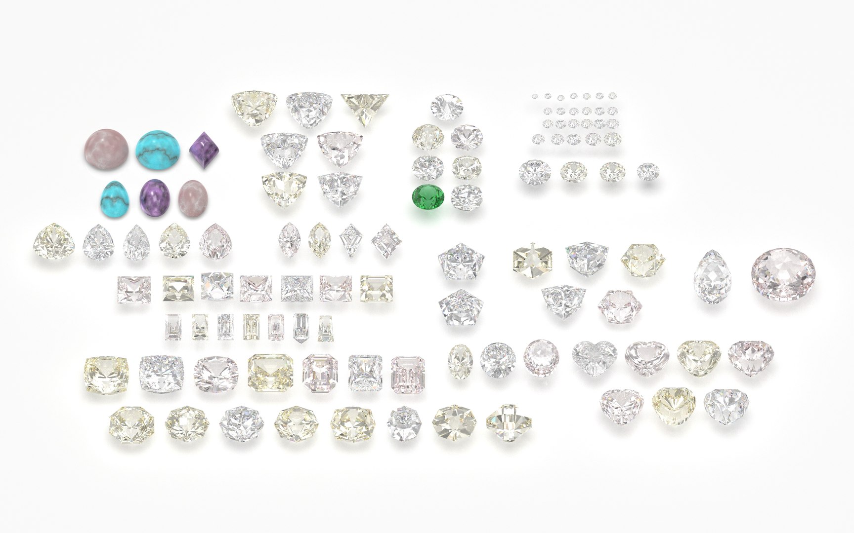 Different Gems Cut Set 77 Items 3D Model - TurboSquid 1887622