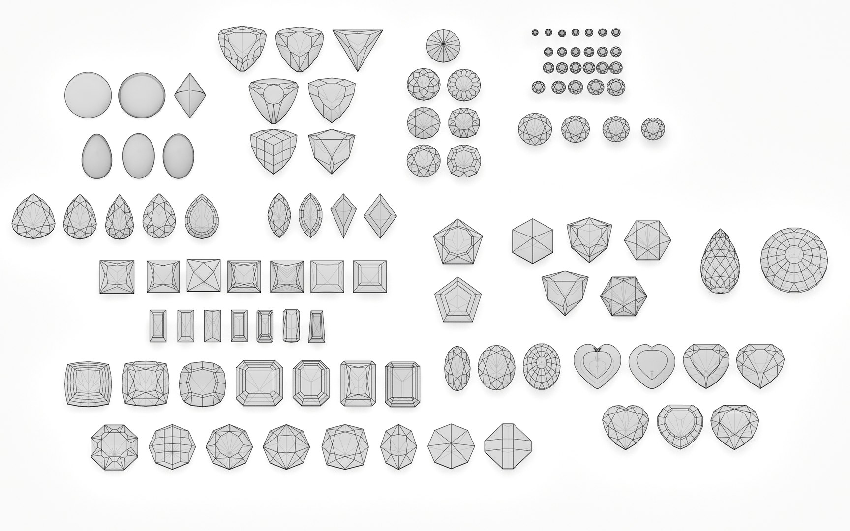Different Gems Cut Set 77 Items 3D Model - TurboSquid 1887622