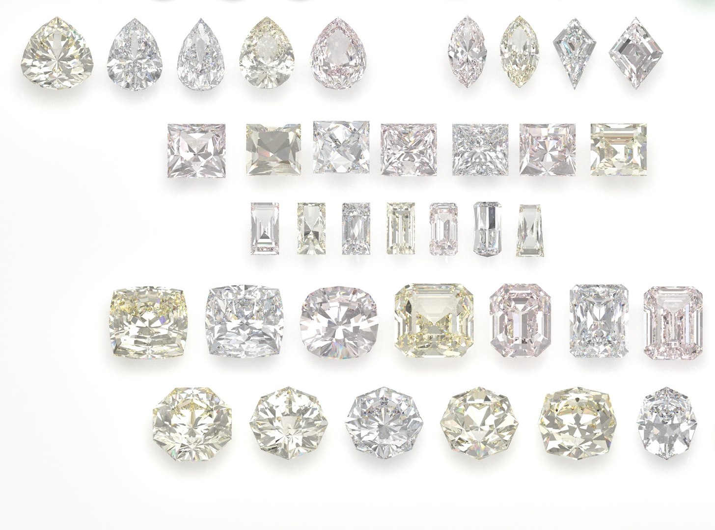 Different Gems Cut Set 77 Items 3D Model - TurboSquid 1887622