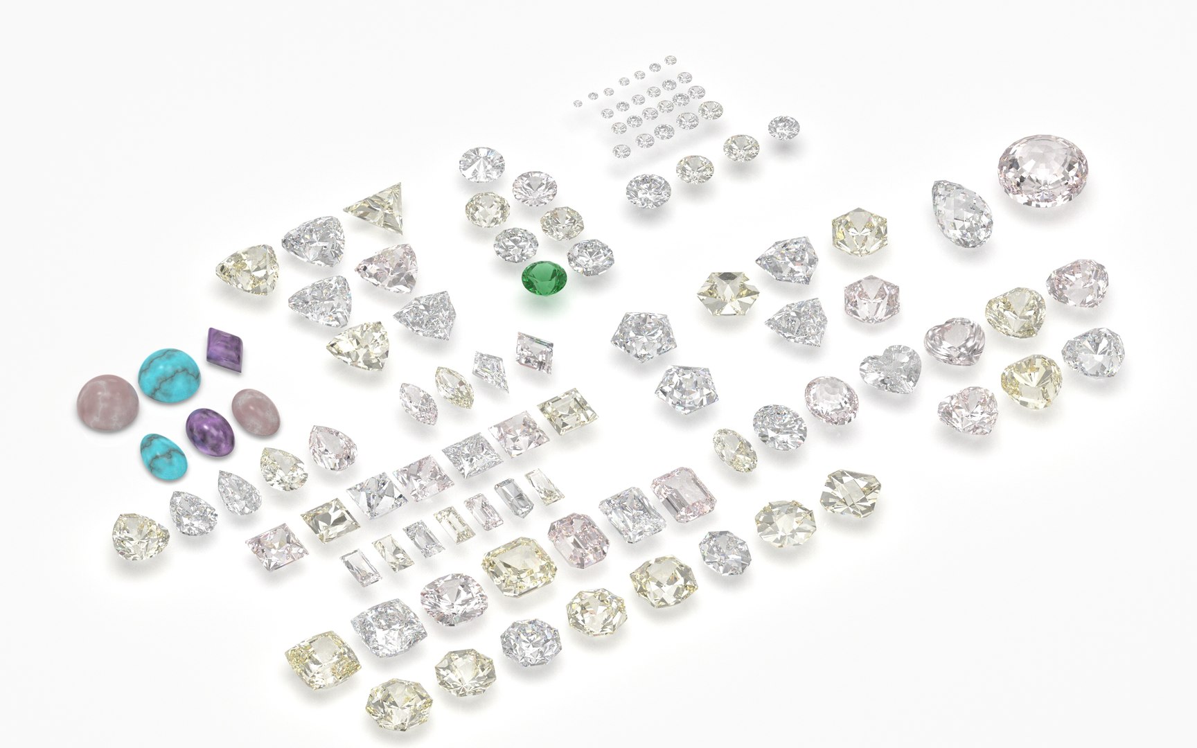 Different Gems Cut Set 77 Items 3D Model - TurboSquid 1887622