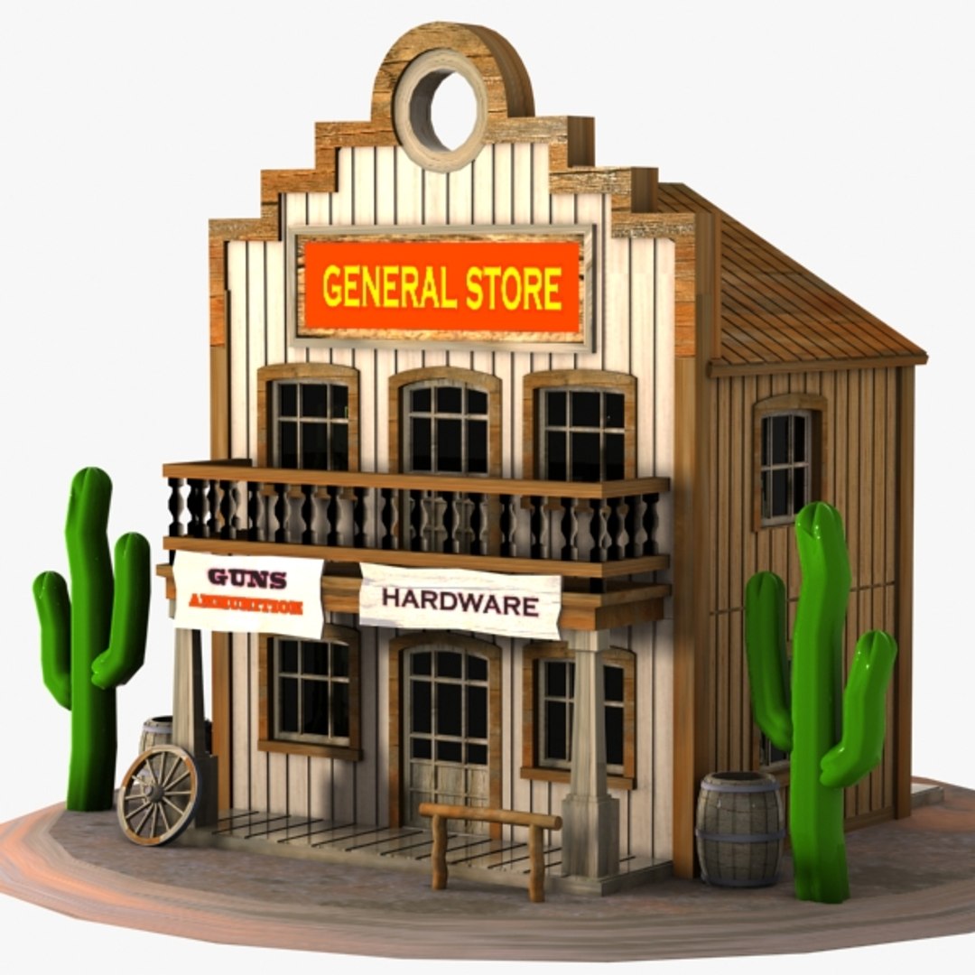 3ds cartoon western building