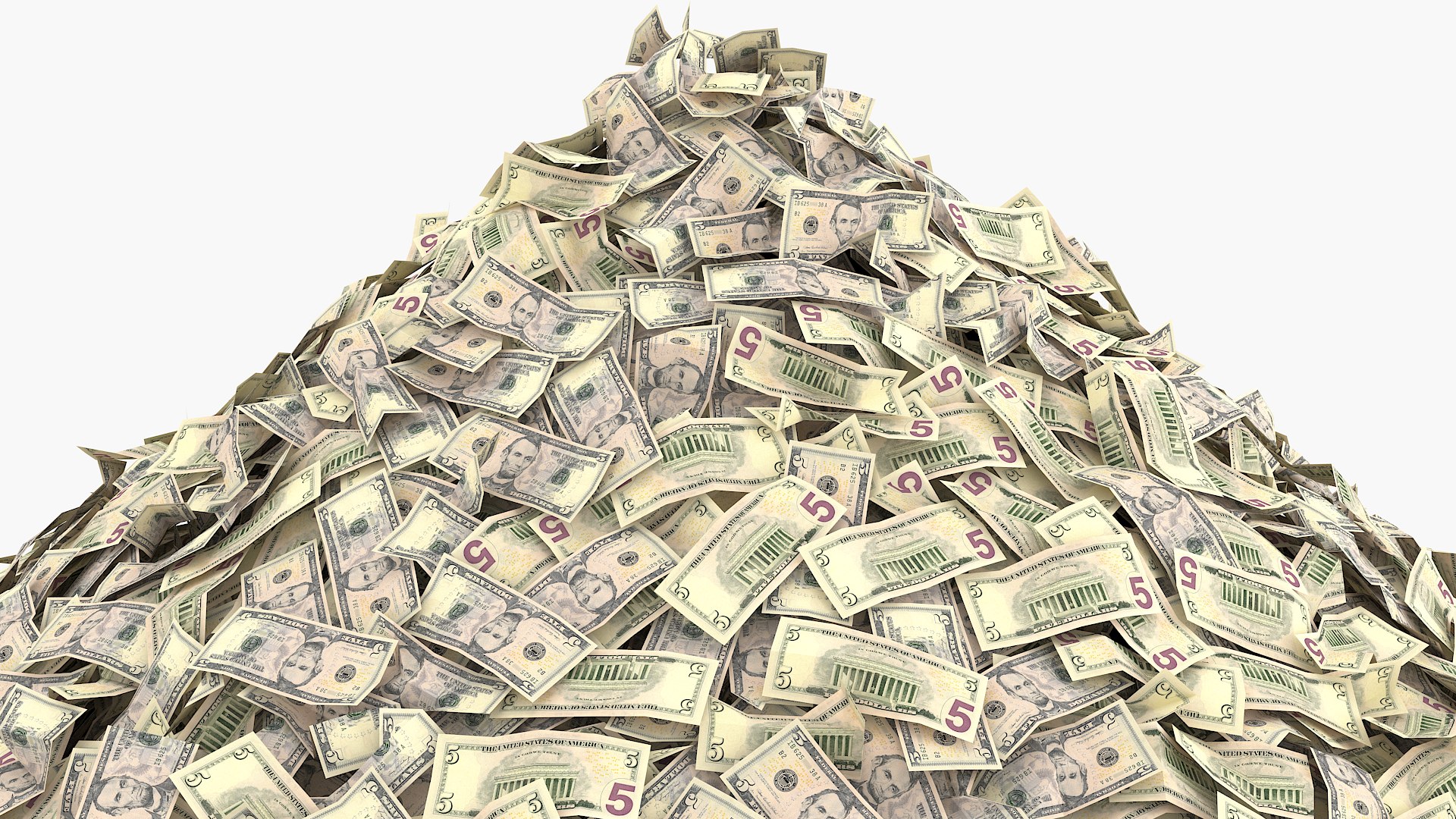 3D 5 Dollar Bill Pile Model - TurboSquid 1634785