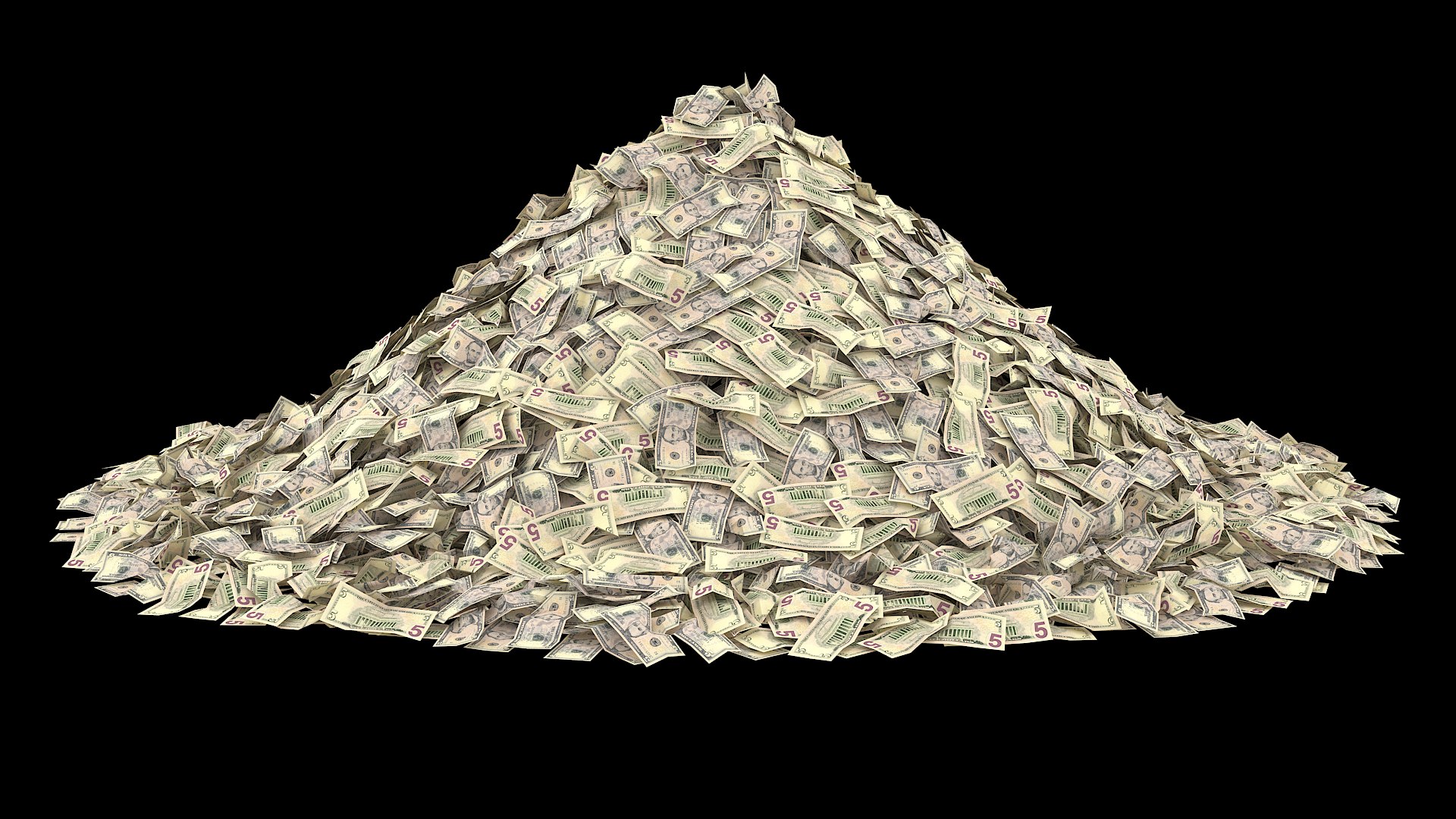 3D 5 Dollar Bill Pile Model - TurboSquid 1634785
