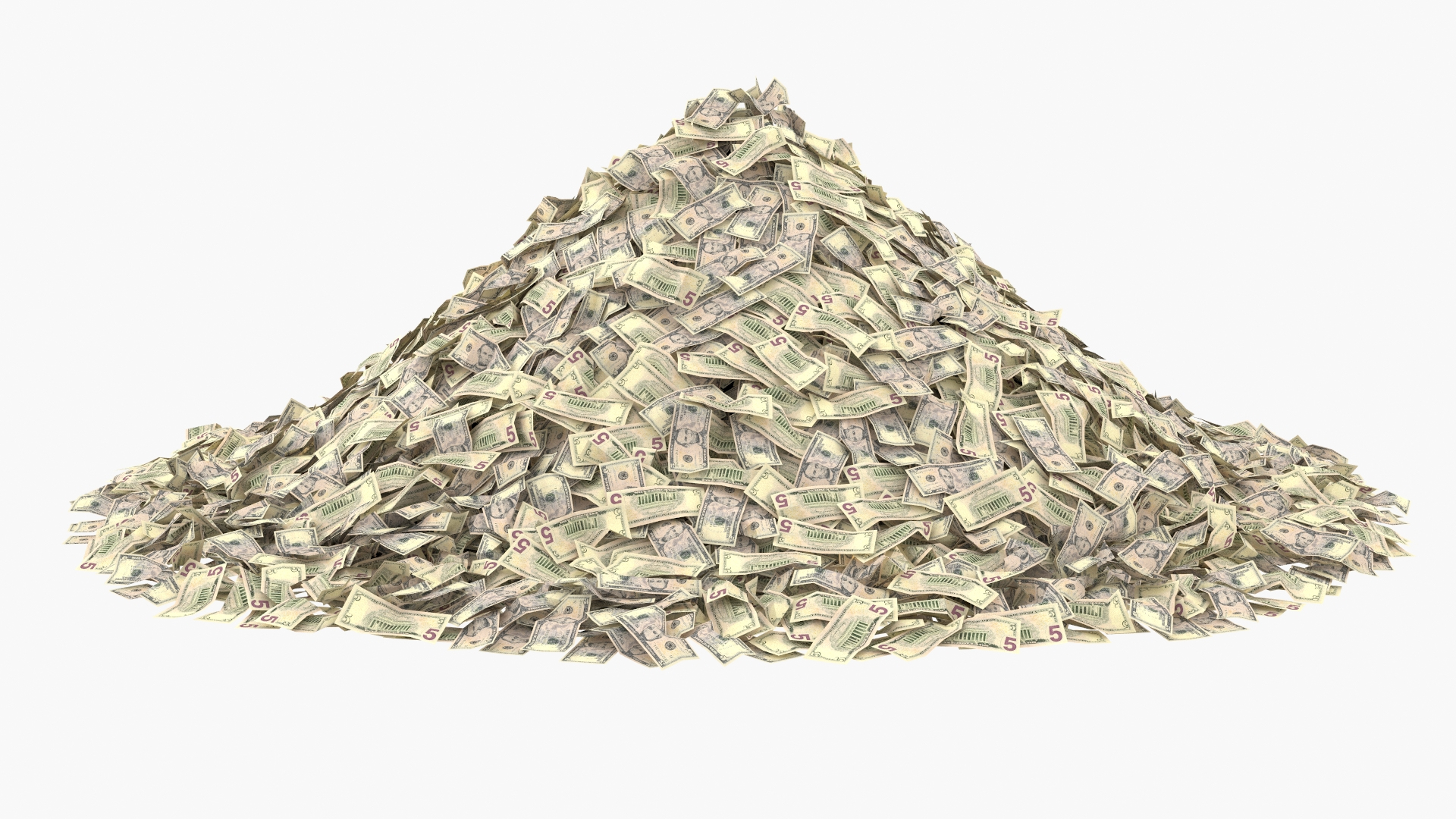 3D 5 Dollar Bill Pile Model - TurboSquid 1634785
