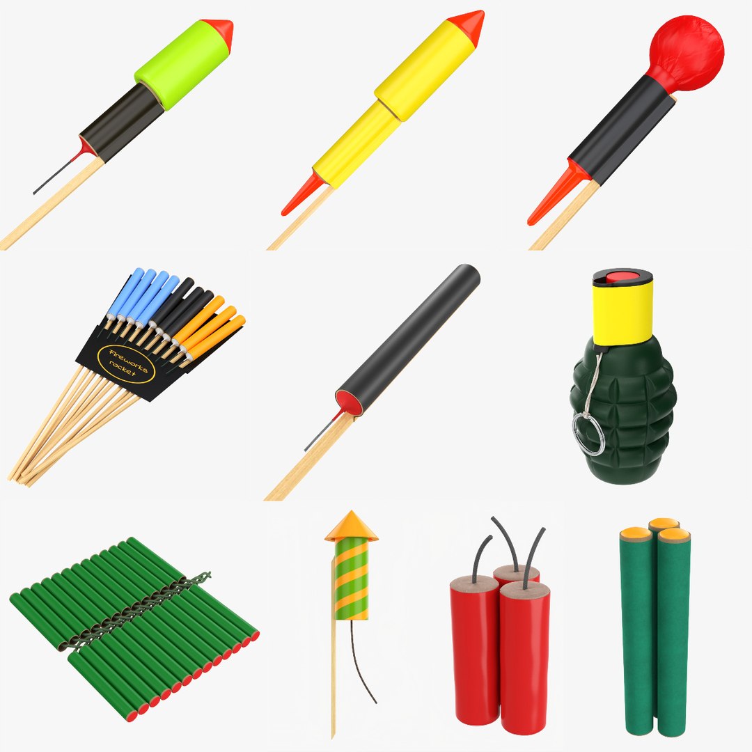 Fireworks firecrackers rockets pack 3D - TurboSquid 1813359
