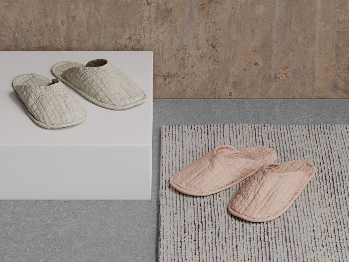 3D Quilted Linen Slippers model - TurboSquid 2148906