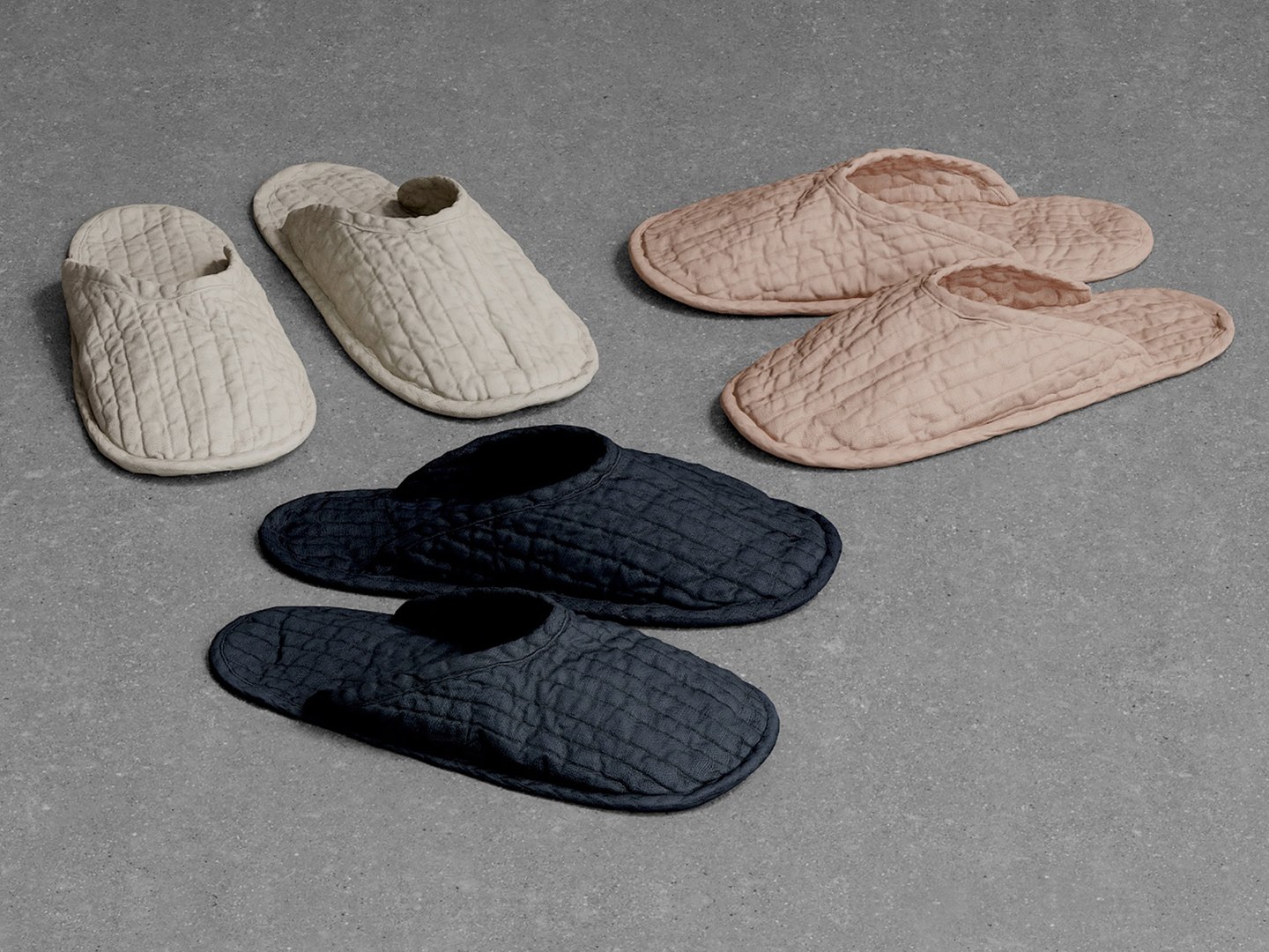 3D Quilted Linen Slippers model - TurboSquid 2148906