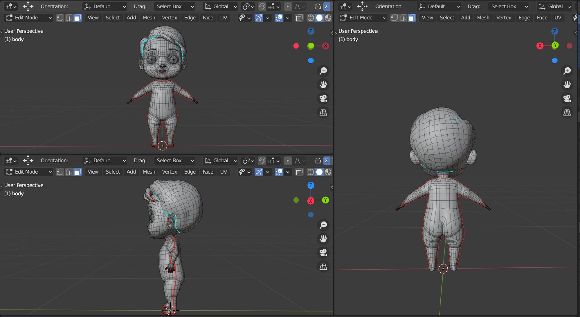 Cute Baby Boy character Animated in Blender with Unity 3D model ...