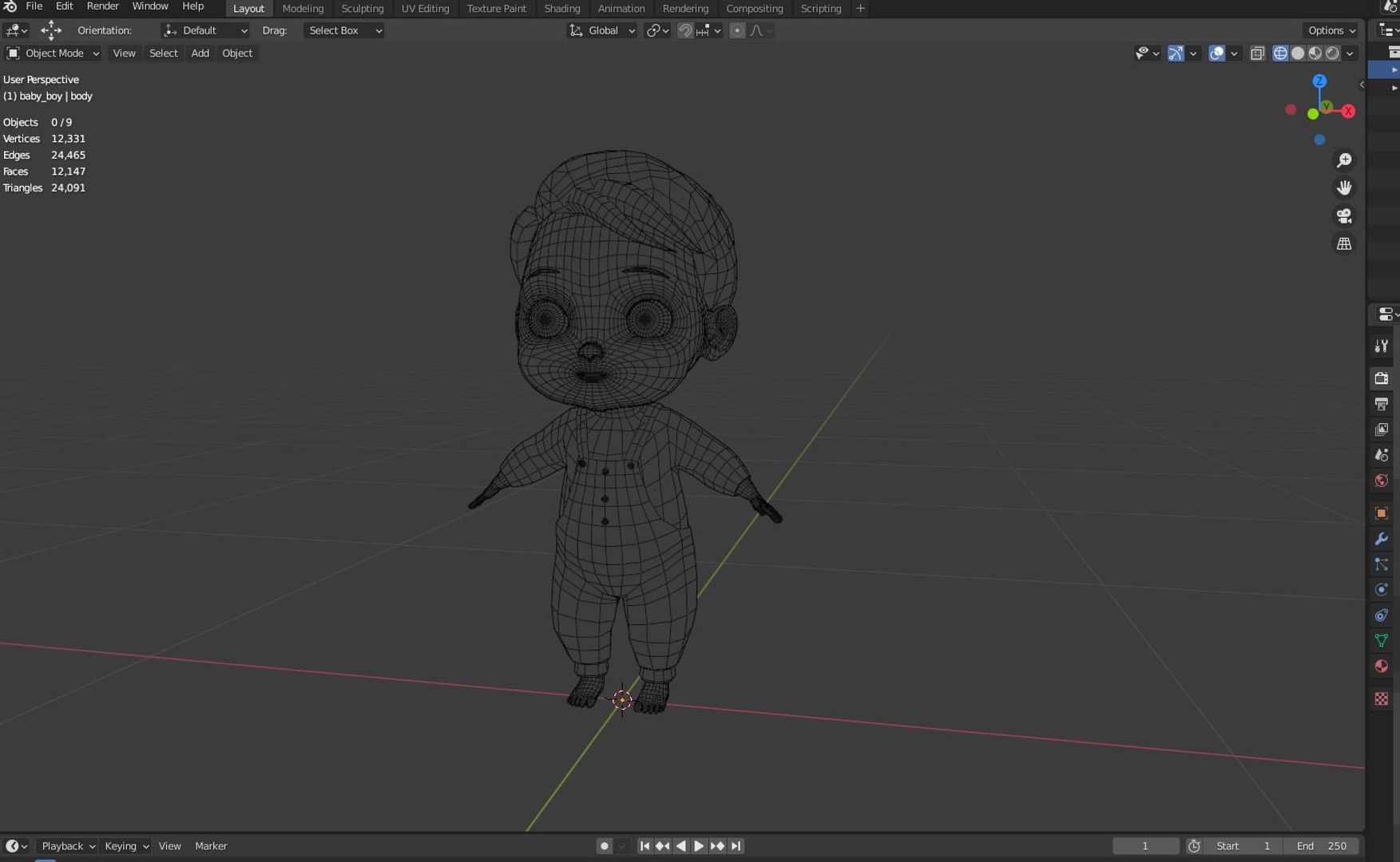 Cute Baby Boy character Animated in Blender with Unity 3D model ...