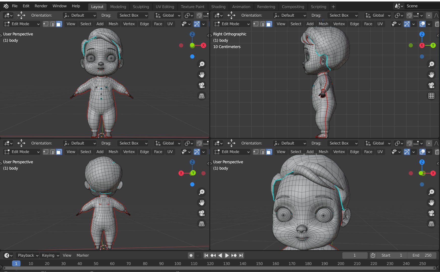 Cute Baby Boy character Animated in Blender with Unity 3D model ...
