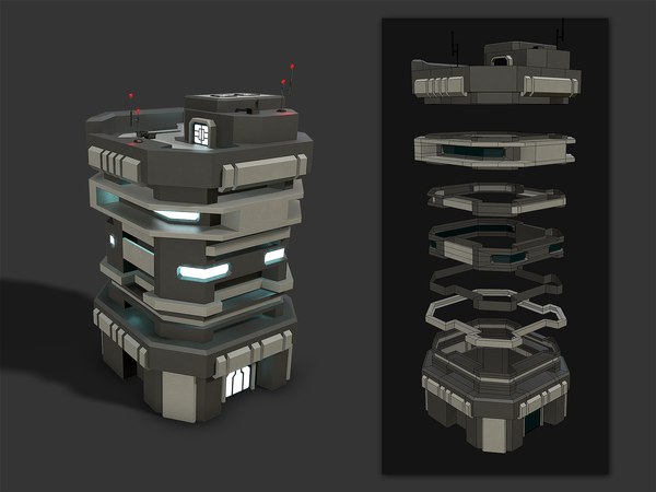 3d model sci-fi turret