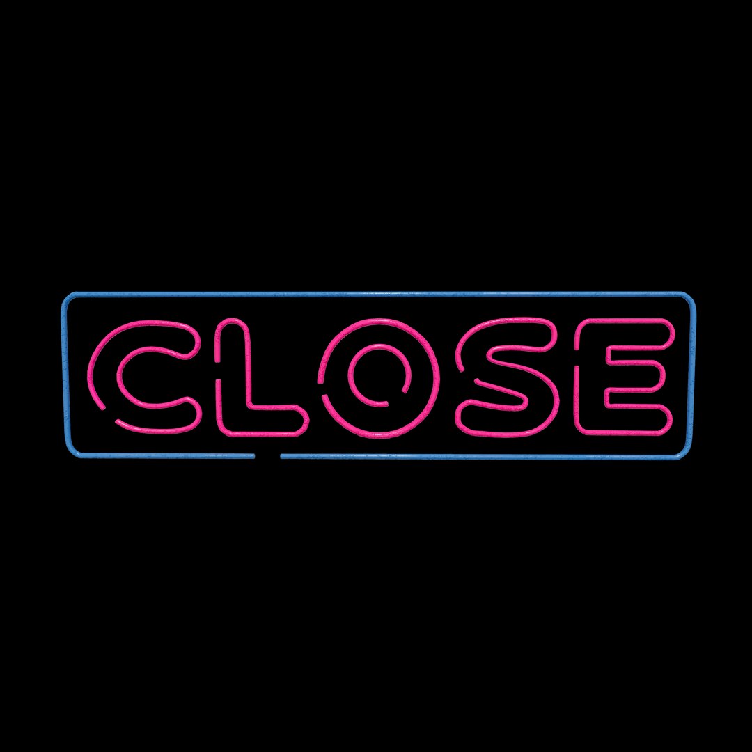 3D Close Neon Sign 3D Model Model - TurboSquid 2419636