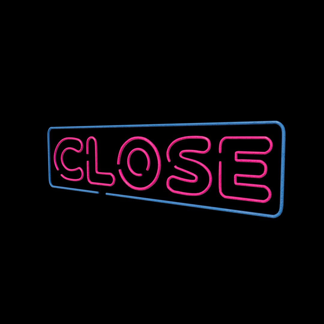 3D Close Neon Sign 3D Model Model - TurboSquid 2419636