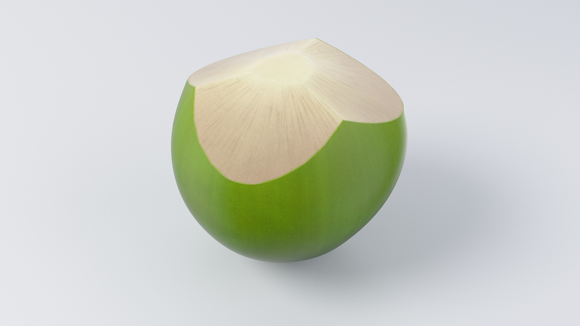 3D Cartoon Green Coconut Cut - TurboSquid 2107118