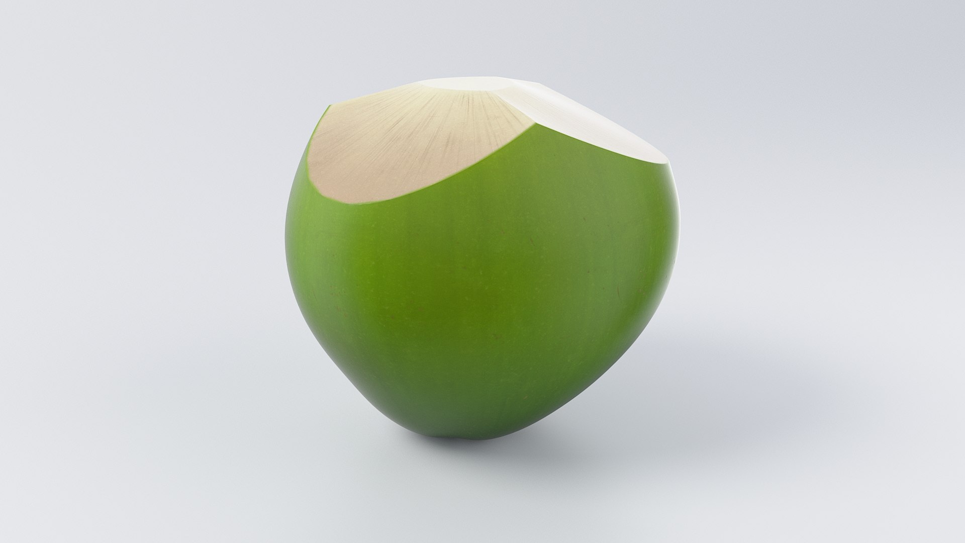 3D Cartoon Green Coconut Cut - TurboSquid 2107118